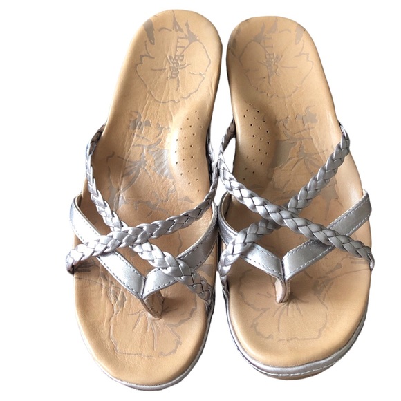 L.L. Bean | Shoes | Ll Bean Juniper Gold Braided Leather Thong Flip ...